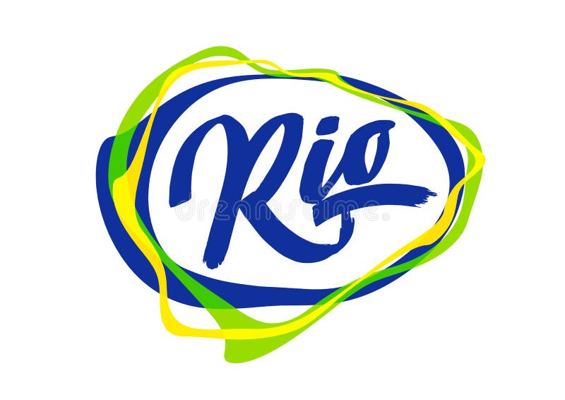 Handwritten Lettering of Rio in Abstract Colorful Speech Bubble. Stock ...