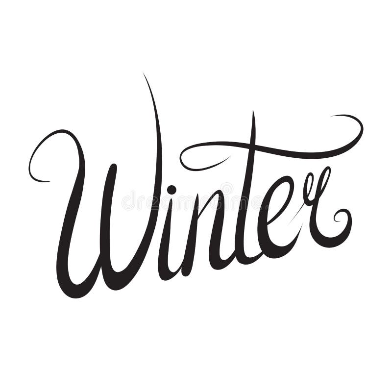Handwritten Lettering Winter. Black and White Inscription Separately ...
