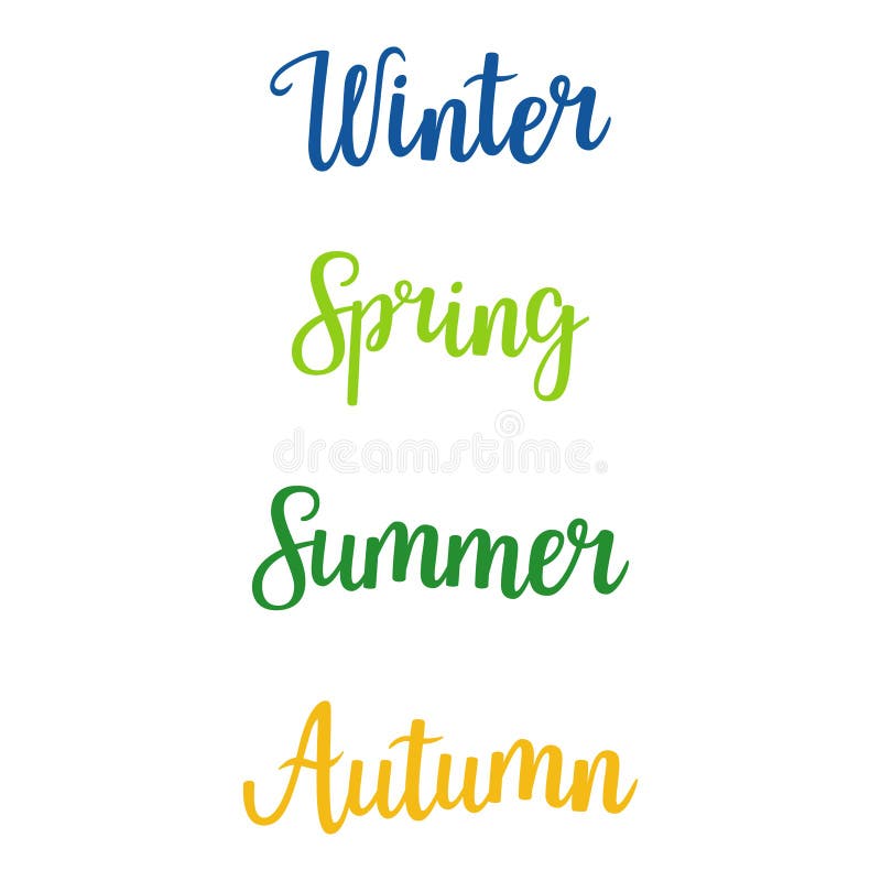 Handwritten Lettering - Winter, Spring, Summer, Autumn Stock Vector ...