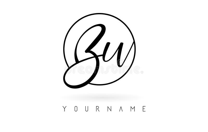 Handwritten Letters Bu Logo Design with Simple Circle Vector ...