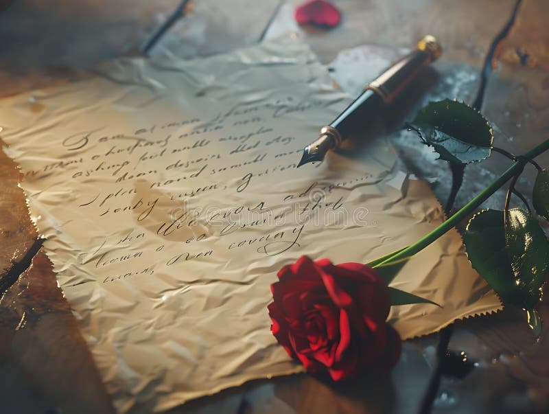 A Handwritten Love Letter on Vintage Parchment Displays Elegant ...