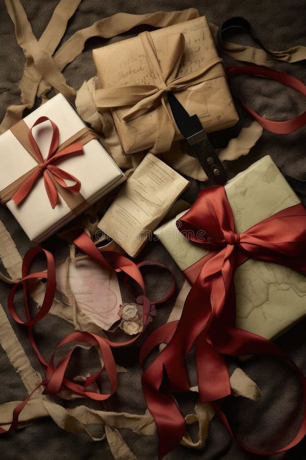 Handwritten Love Letters Tied with a Ribbon Stock Illustration ...