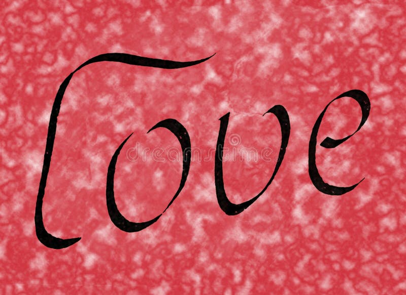 Handwritten Love Sign on Pink Red Abstract Stock Illustration ...
