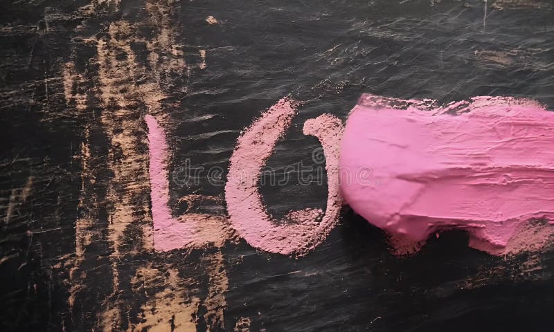 Handwritten LOVE in Soft Cursive Style, with Pink Chalk Texture on a ...