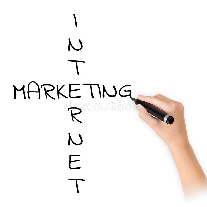 Handwritten Marketing Text with Black Fiber Stock Photo - Image of ...