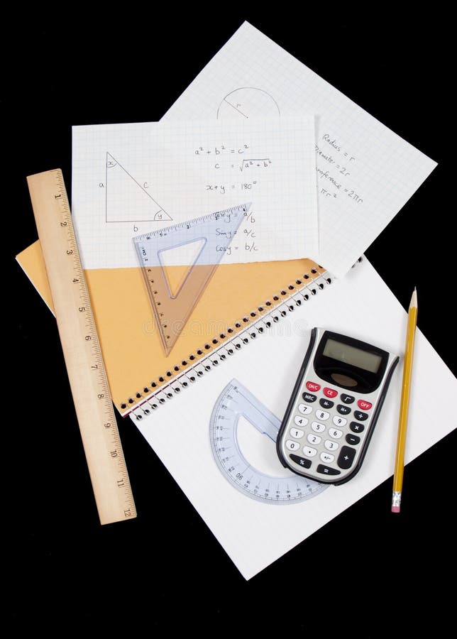Handwritten Math Problems and Instruments Stock Photo - Image of text ...