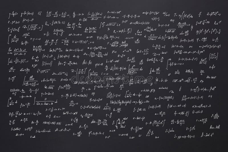Handwritten Mathematical Formulas and Calculations on a Black ...