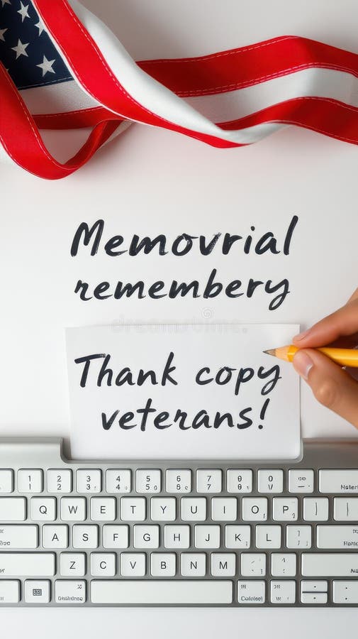 Handwritten Message of Gratitude for Veterans Displayed on a Desk with ...
