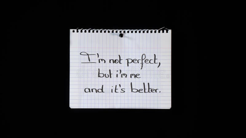 Handwritten Message on a Torn Notebook Sheet: I am Not Perfect, but I ...