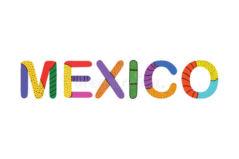 Handwritten Mexico Lettering, Multicolored Letters Stock Vector ...