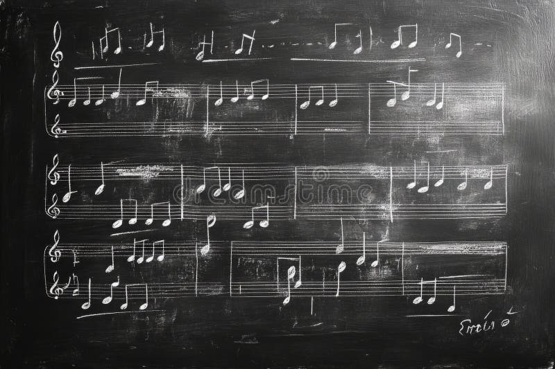Handwritten Musical Notes on a Blackboard Create a Nostalgic Image of ...