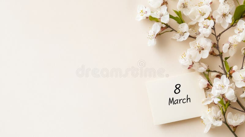 Handwritten Note for March Surrounded by Delicate Pastel Blossoms on a ...