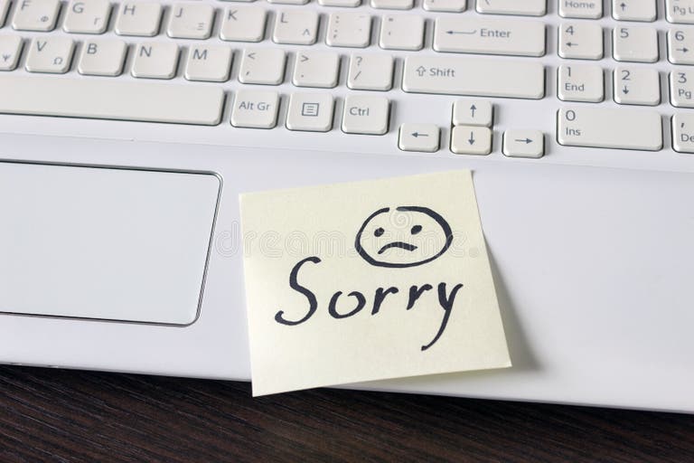 Handwritten Note is on the Keyboard. - Sorry Stock Photo - Image of ...