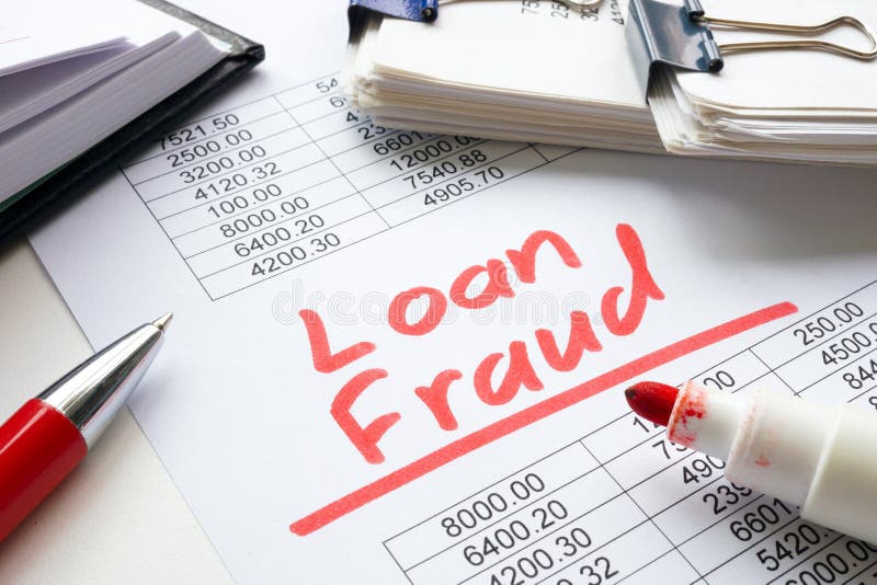 Handwritten Note Loan Fraud on Document. Stock Photo - Image of risk ...