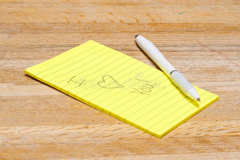 Handwritten Note Saying "I Love You" on Sticky Note with Heart Stock ...