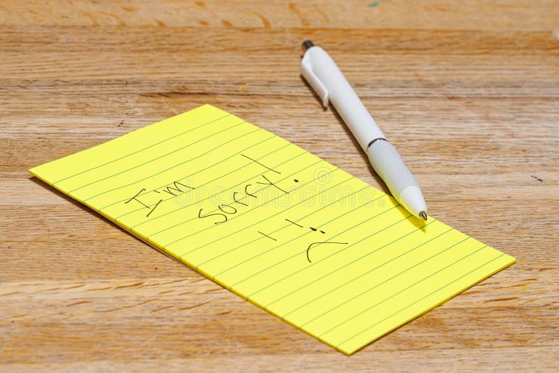 Handwritten Note Saying "I M Sorry" with Sad Face Crying Tears Stock ...