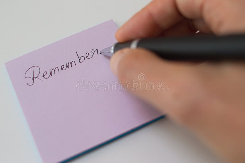 Handwritten Note with the Word Remember Stock Photo - Image of remind ...