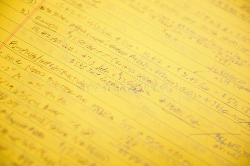 Handwritten Notes and Calculations Stock Photo - Image of paper ...