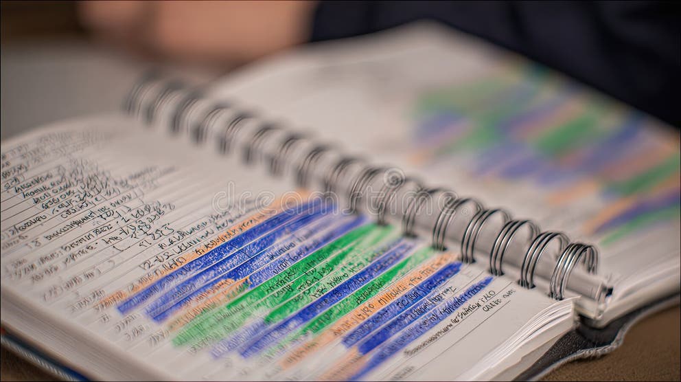 Handwritten Notes with Colorful Highlights Showcasing Study Materials ...