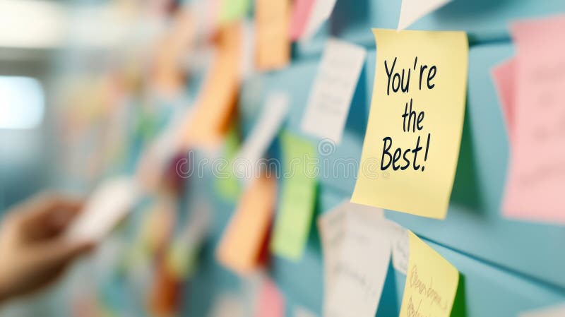 Handwritten Notes Display Appreciation and Teamwork in a Vibrant Office ...