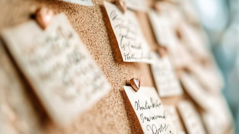 Handwritten Notes Pinned on a Corkboard, Displaying Motivational Quotes ...