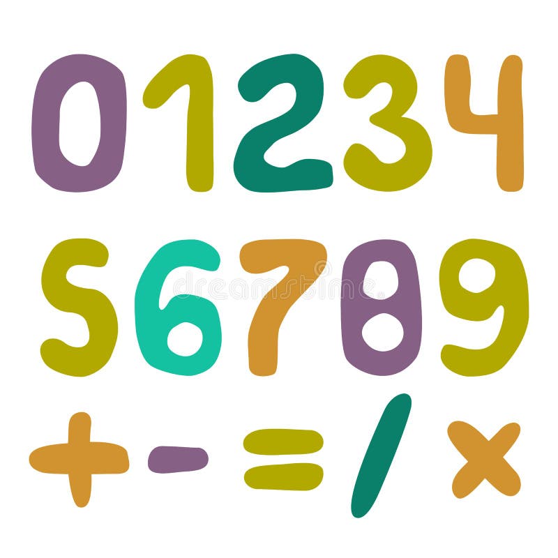 Handwritten Numbers Set stock vector. Illustration of doodle - 75739315