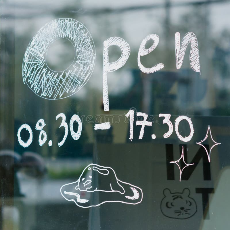 Handwritten Opening Time Message Stock Image - Image of guest, cafe ...