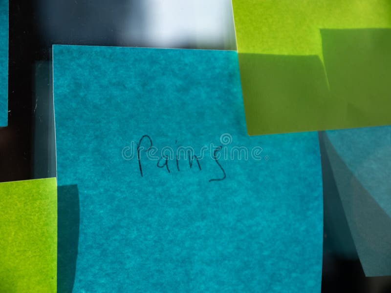 Handwritten Pains Post it. a Part of a Business Plan and Customer ...