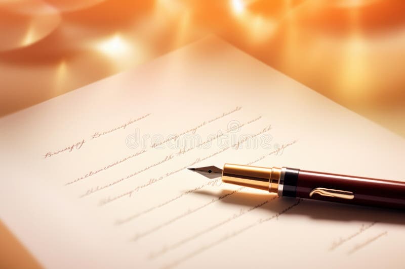 Handwritten Paper Note Pen Light. Generate Ai Stock Image - Image of ...