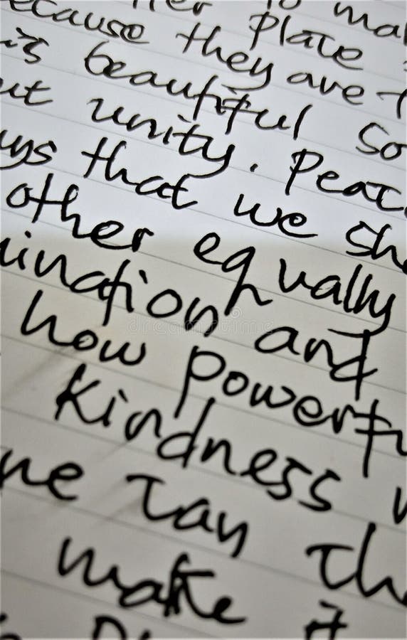 Handwritten on the paper stock photo. Image of words - 189948316