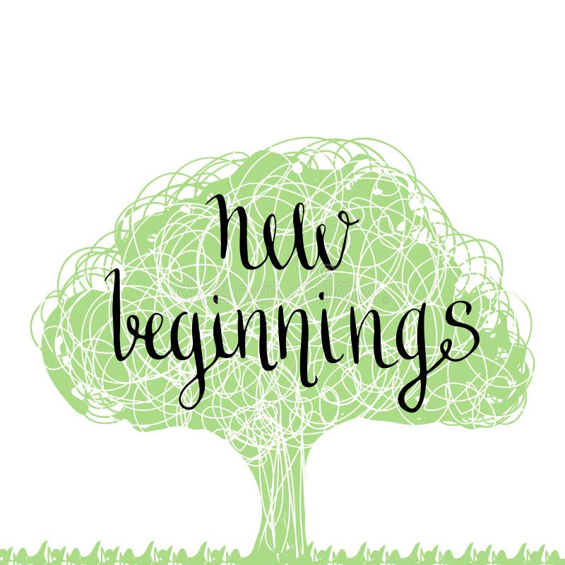 Handwritten Phrase - New Beginning. Handdrawn Lettering Design Stock ...