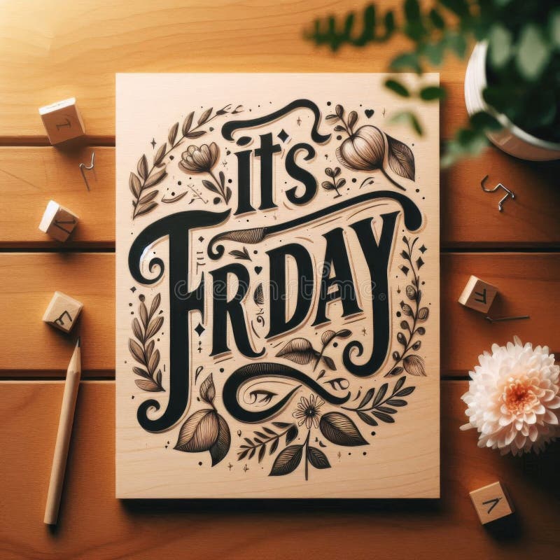 Handwritten "Itâ€™s Friday" Note on Wooden Background, Celebrating the ...