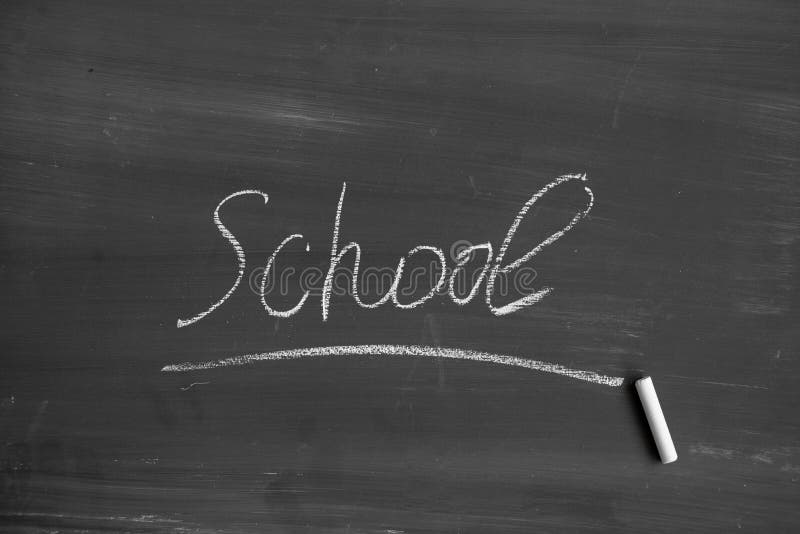 Handwritten School Inscription in Chalk on a Blackboard at an ...