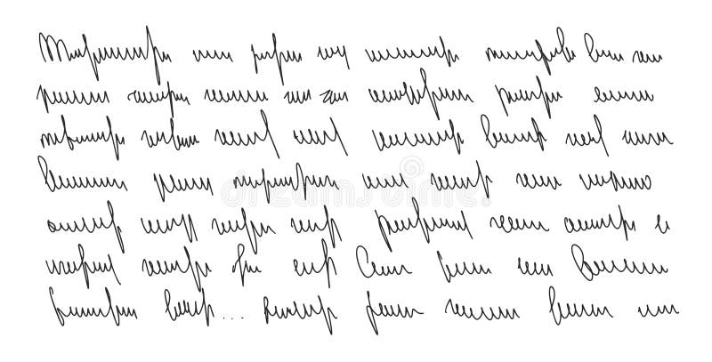 Handwritten Scribble Ink Letter. Freehand Text Note. Unreadable Doodle ...