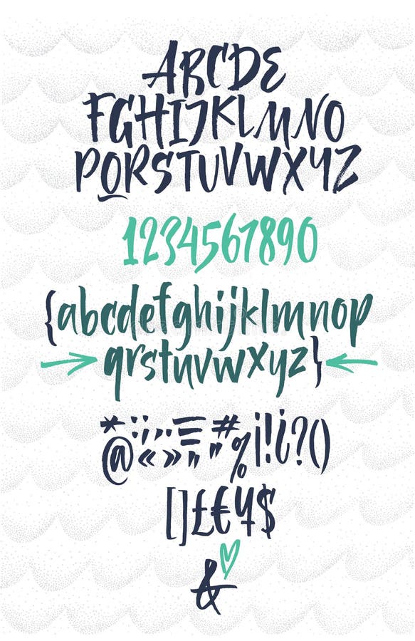 Handwritten script font stock vector. Illustration of alphabet - 134388365