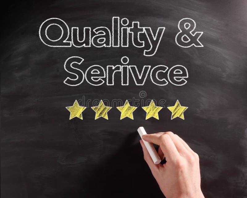 Handwritten Service and Quality Texts on Board Stock Image - Image of ...