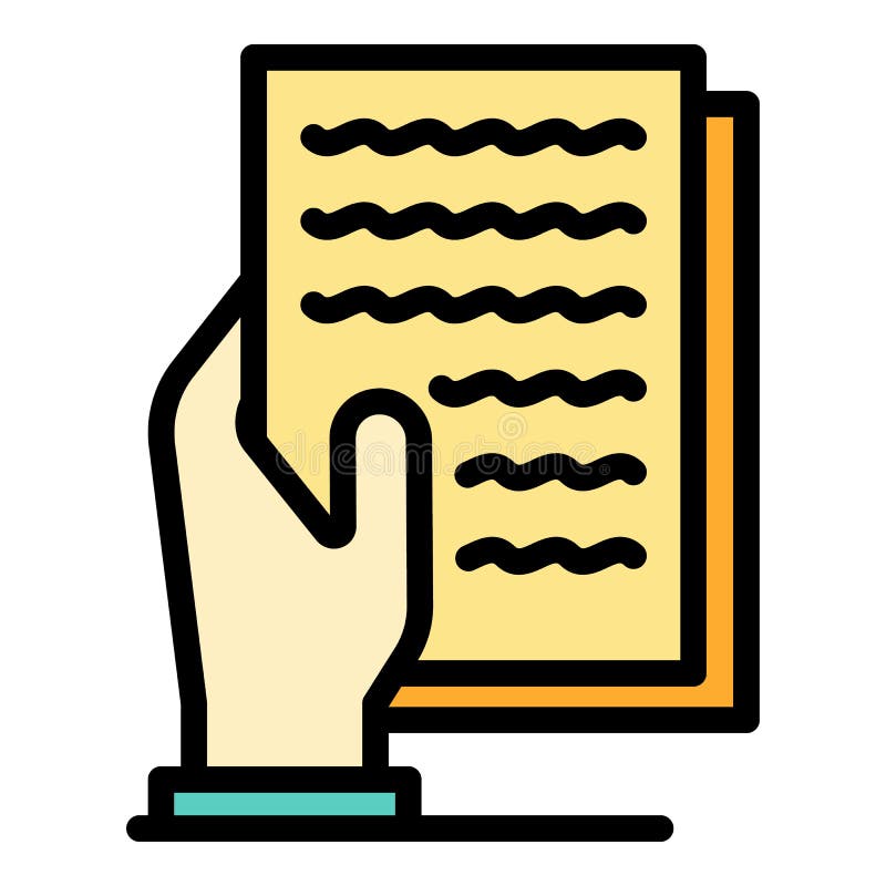 Handwritten Sheets in Hand Icon Color Outline Vector Stock Vector ...