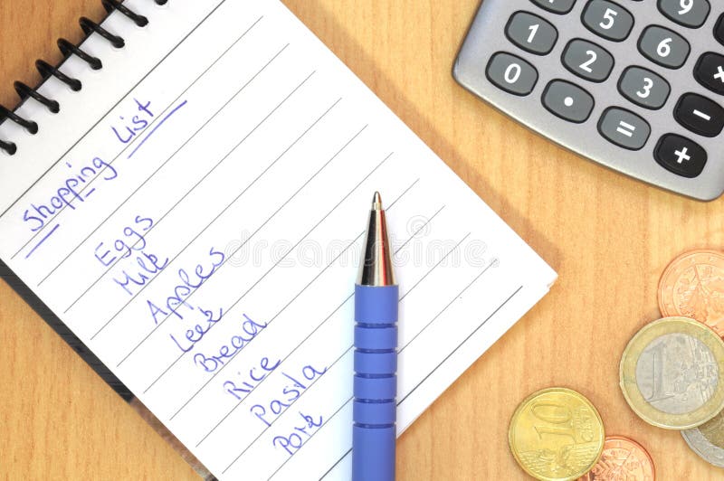 Handwritten shopping list stock image. Image of desk - 14156729