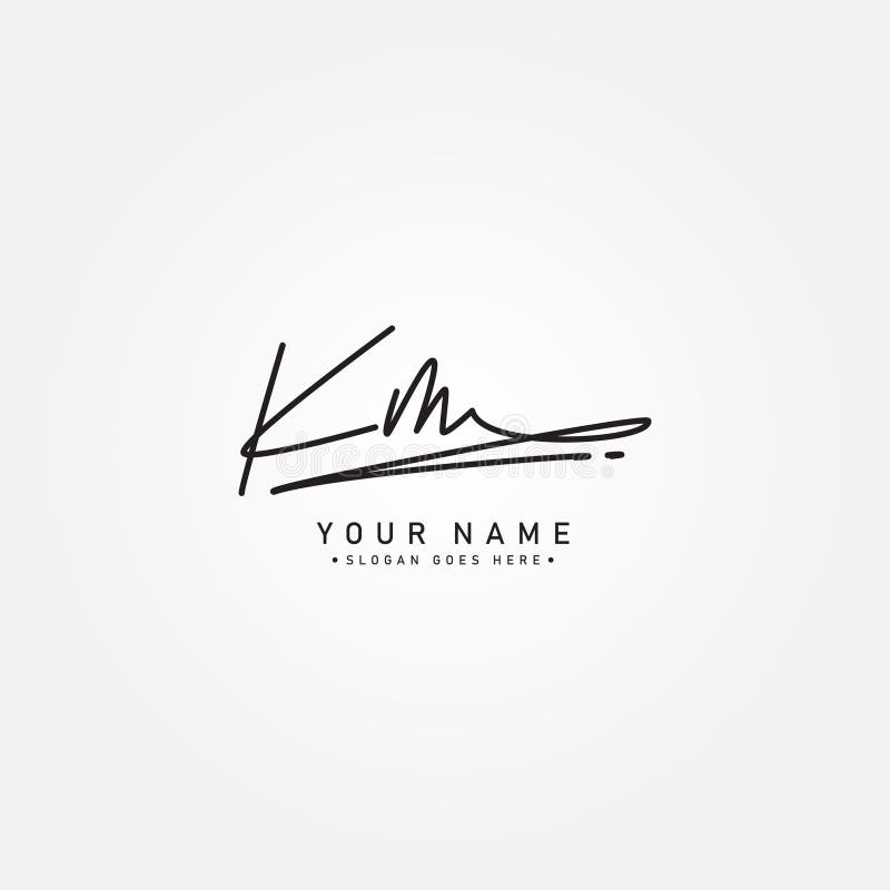 Handwritten Signature Logo for Initial Letter KM - Vector Logo Template ...