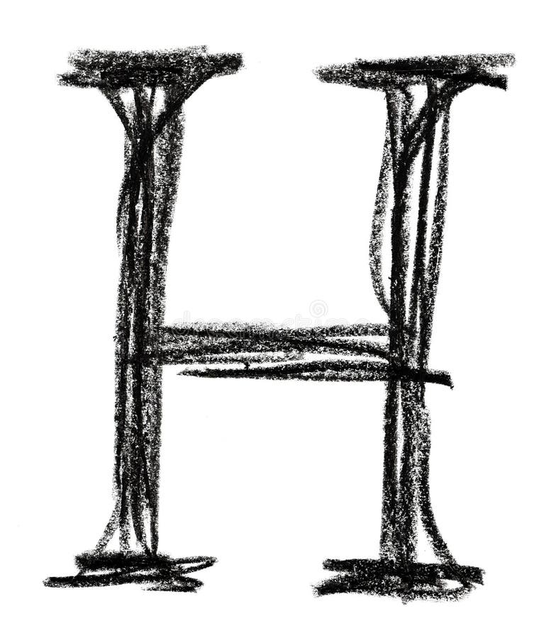Handwritten Sketch Black Letter H Stock Photo - Illustration of ...