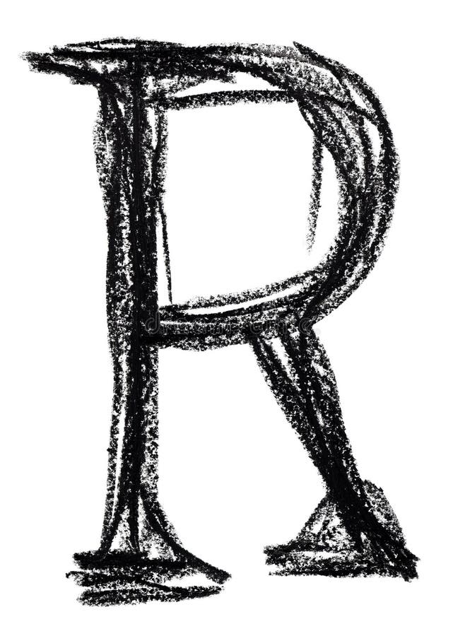 Handwritten Sketch Black Letter R Stock Image - Illustration of paint ...