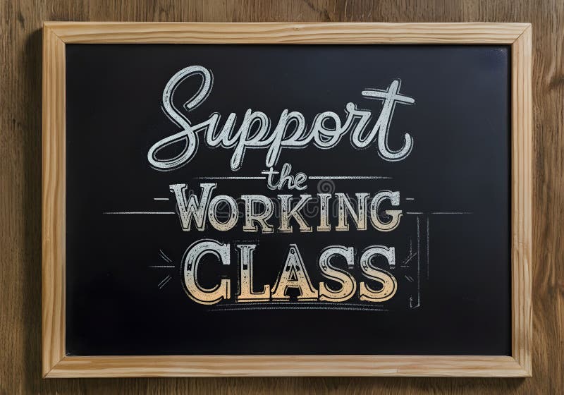 Handwritten-style Text on a Chalkboard, Support the Working Class ...