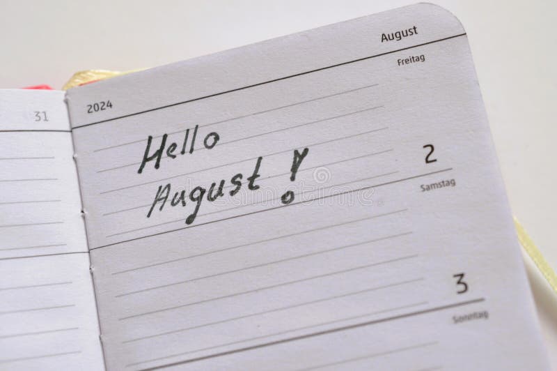 August 2 in Calendar and Hello August Write Stock Photo - Image of ...