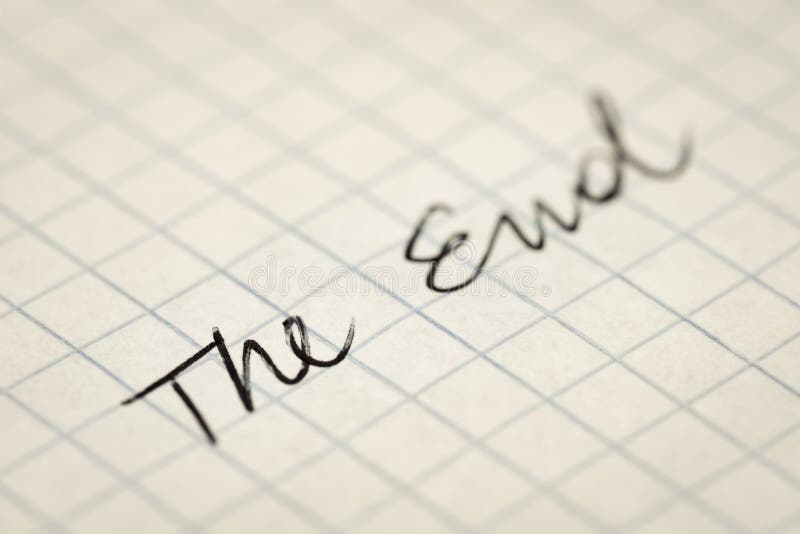 Handwritten Text the End on Squared Paper Macro Stock Image - Image of ...