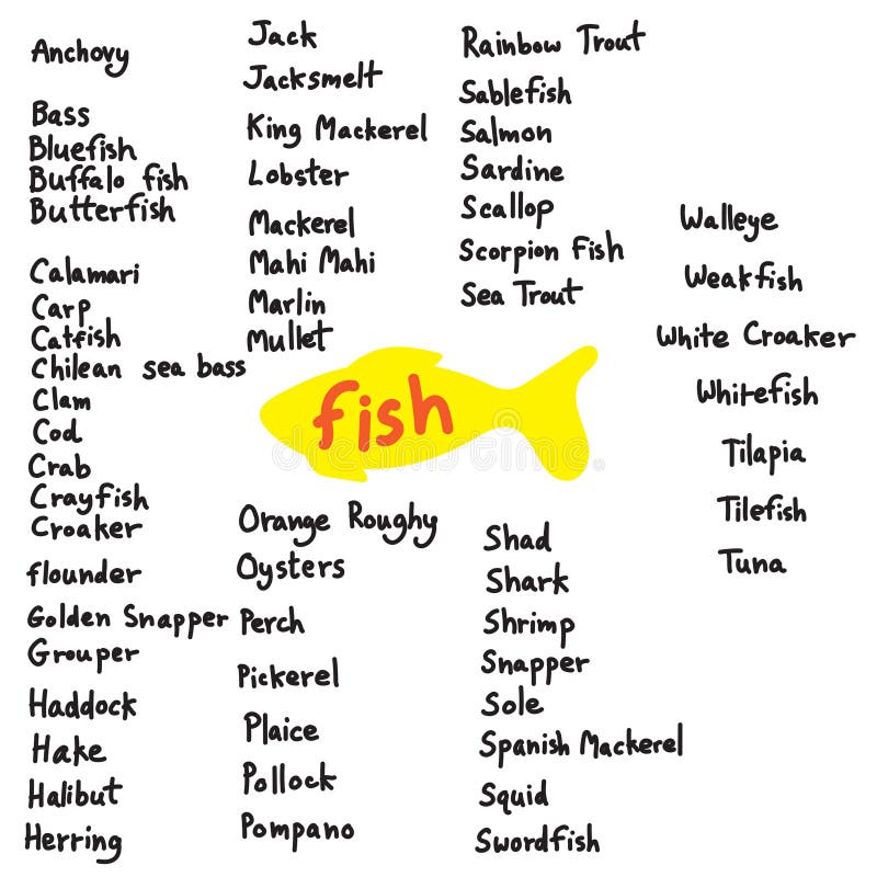 Handwritten Text of Fish Around the World Vector Hand Drawn with Black ...