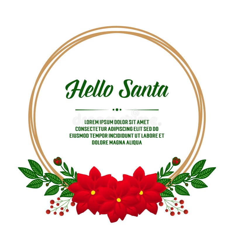 Handwritten Text of Hello Santa, with Decor Ornate of Red Wreath Frame ...