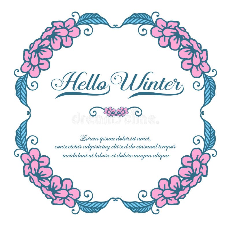 Handwritten Text of Hello Winter, with Beautiful Blue Leafy Flower ...