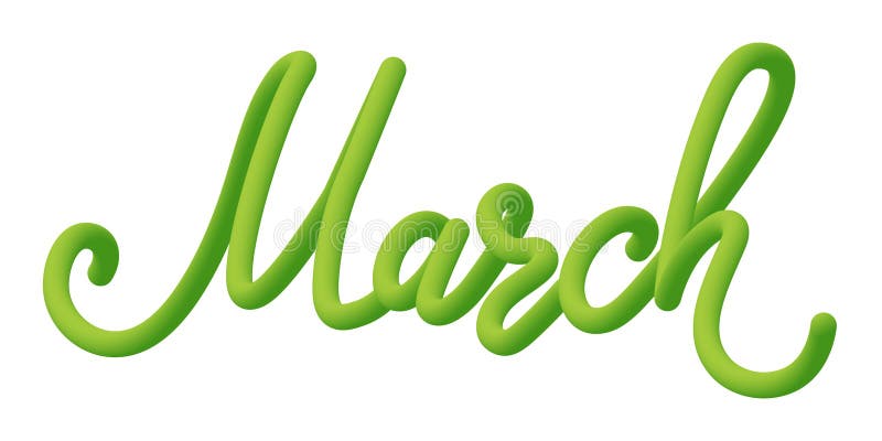 Handwritten Text March Isolated on a Transparent Background. Gradient ...