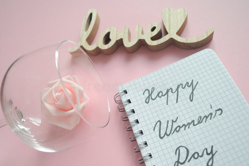 Happy Womens Day Write in Notepad Stock Image - Image of womens, font ...