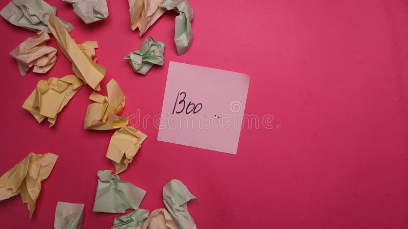 Handwritten Text on Sticker "boo" Stock Photo - Image of paper, phrase ...